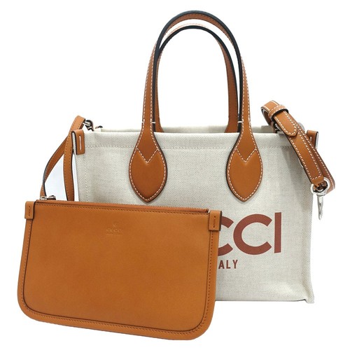 Gucci Print Mini Tote Bag 772144 FACUL 8451 2WAY Bag Beige Canvas Women ...