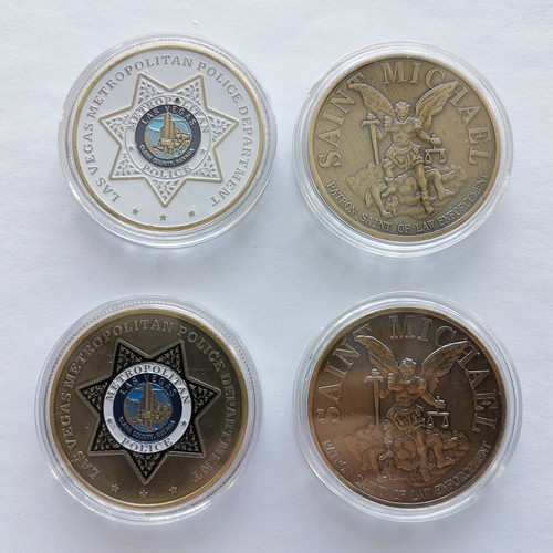 2X US Las Vegas Metropolitan Police Cop Saint Michael Challenge Coin ...