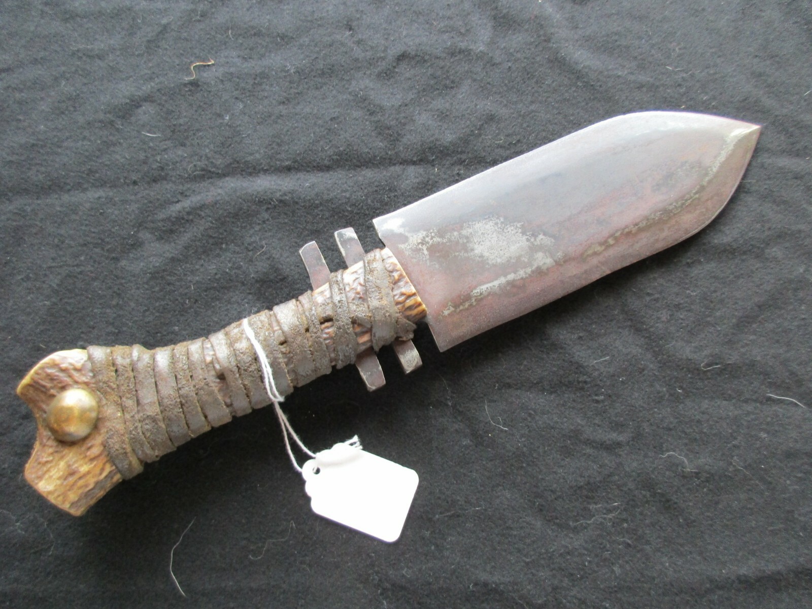 LEATHER WRAPPED HANDLE DAG KNIFE, HEAVY BLADE DAGGER, 13" LENGTH, ATL ...