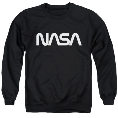 NASA Sweatshirt White Worm Logo Black Pullover | eBay