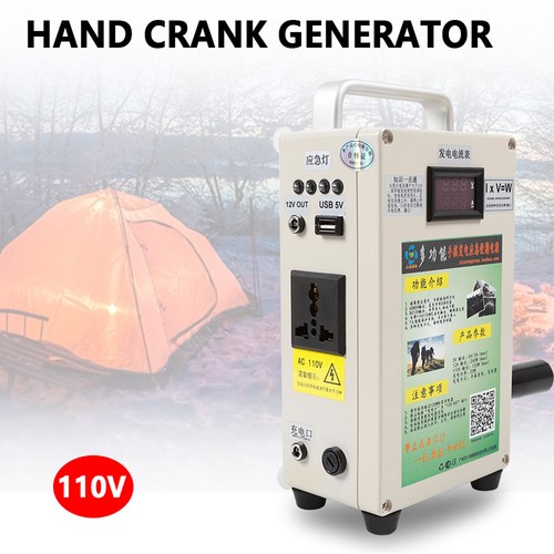 110V Hand Crank Generator Emergency USB Charger Camping Outdoor ...