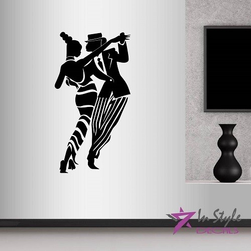 Vinyl Decal Swing Dance Dancing Partners Couple Pair Wall Mural Sticker ...