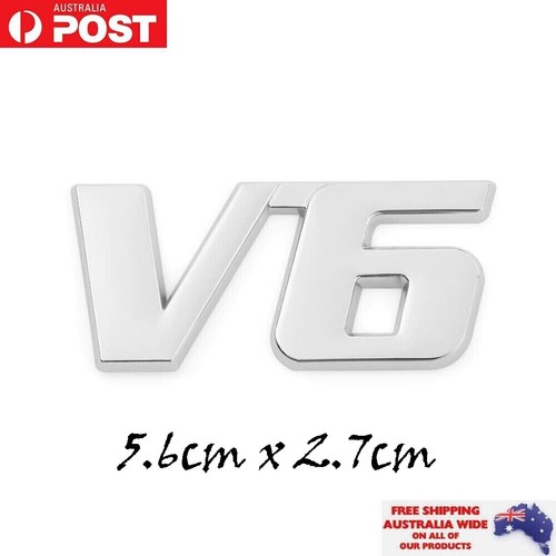 V6 Logo Emblem Badge Decal Car Truck Ute 3D Sticker Accessories Chrome ...