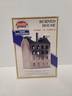 NIB Model Power N Scale Burned House Model Building Kit Sealed 1541 ...