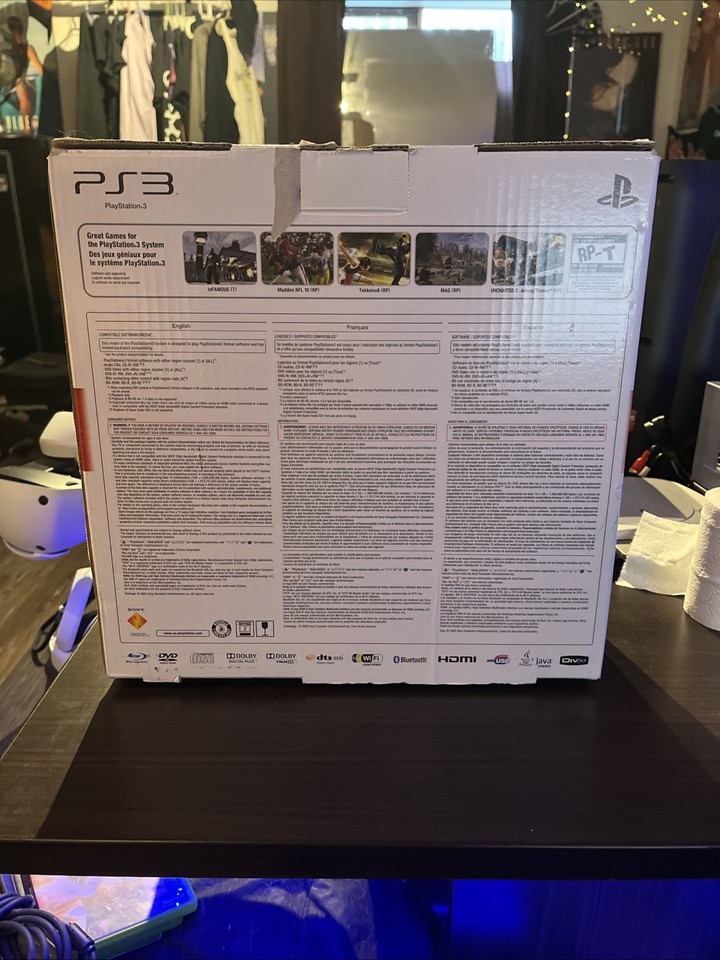 Broken PS3 120GB Slim TURNS ON. BLUE SCREEN. WITH BOX. AS IS. READ ...