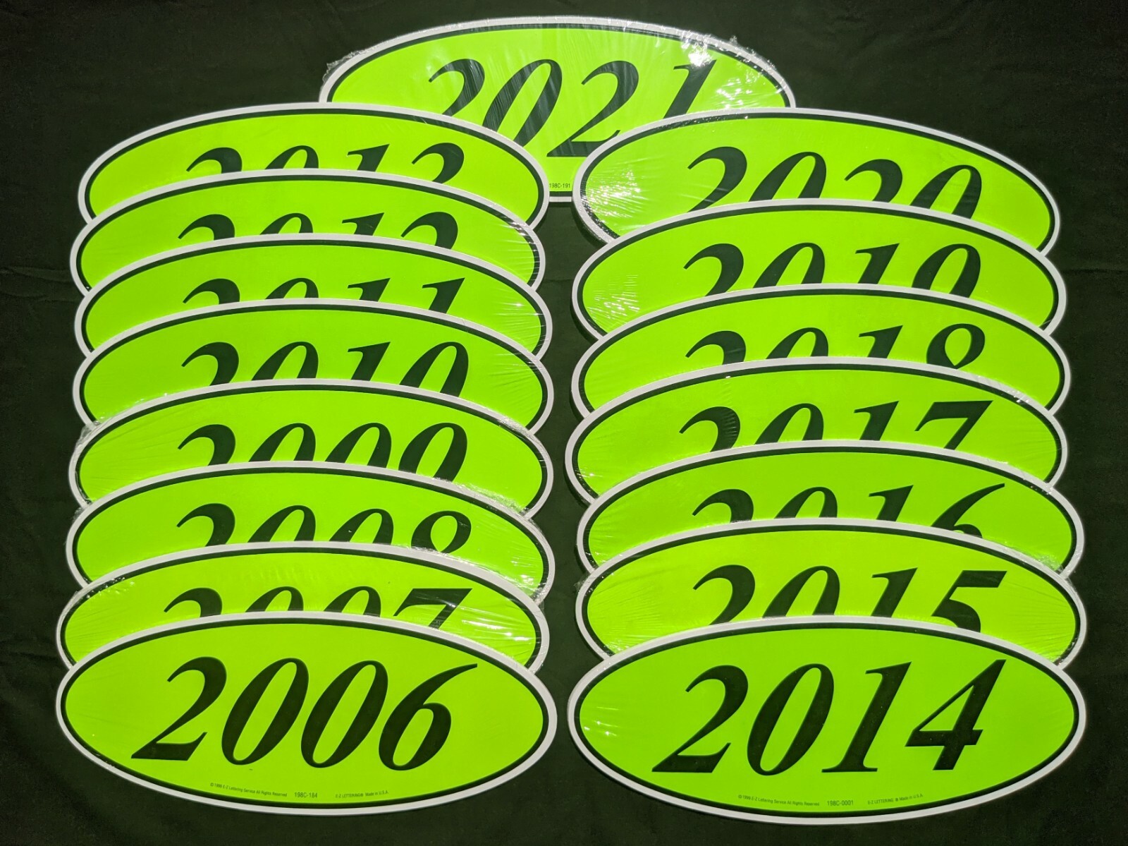 Car Lot Windshield Oval Model Year Stickers (20 packs) Chartreuse and ...