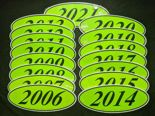 Car Lot Windshield Oval Model Year Stickers (20 packs) Chartreuse and ...