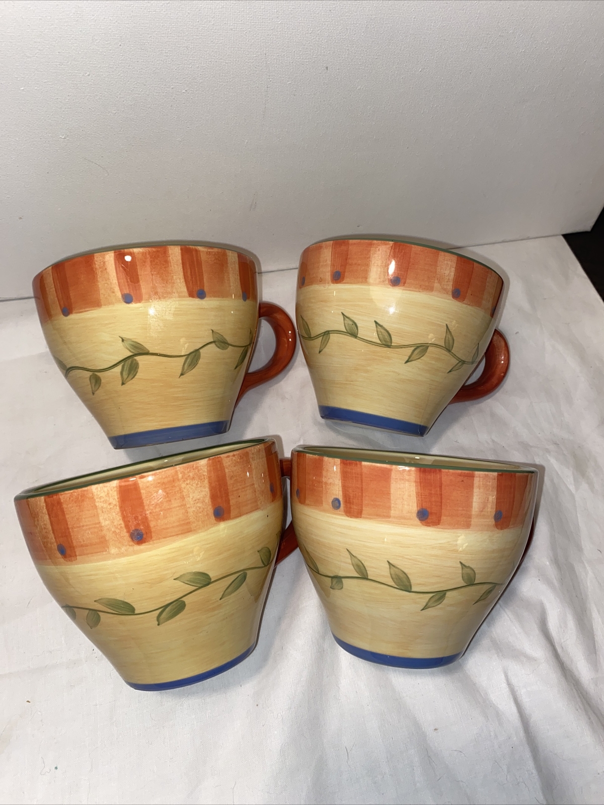 Pfaltzgraff Napoli Coffee Mugs/Soup Mugs Hand Painted Set of 4 16 Oz | eBay
