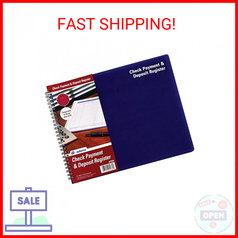 Adams Check Payment and Deposit Register, 8-1/2" x 11", 44 Pages (AFR60 ...
