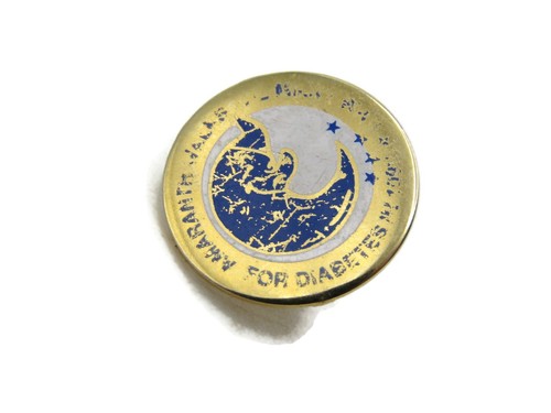 Round Blue & White Logo Pin Gold Tone | eBay