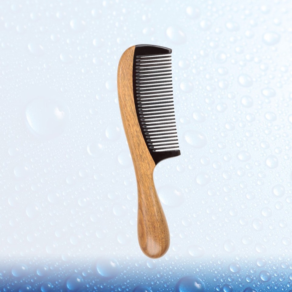 Hair Comb Sandalwood Horn Comb Round Handle Anti Static Head Massage ...
