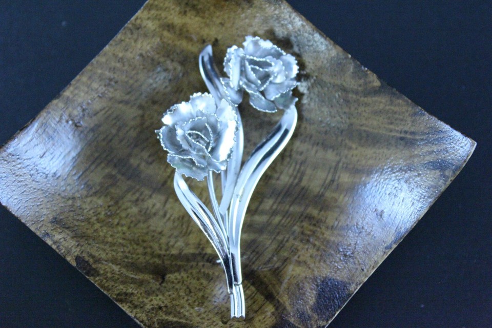 Vintage signed HSB Harry S. Bick Sterling flower rose pin brooch | eBay