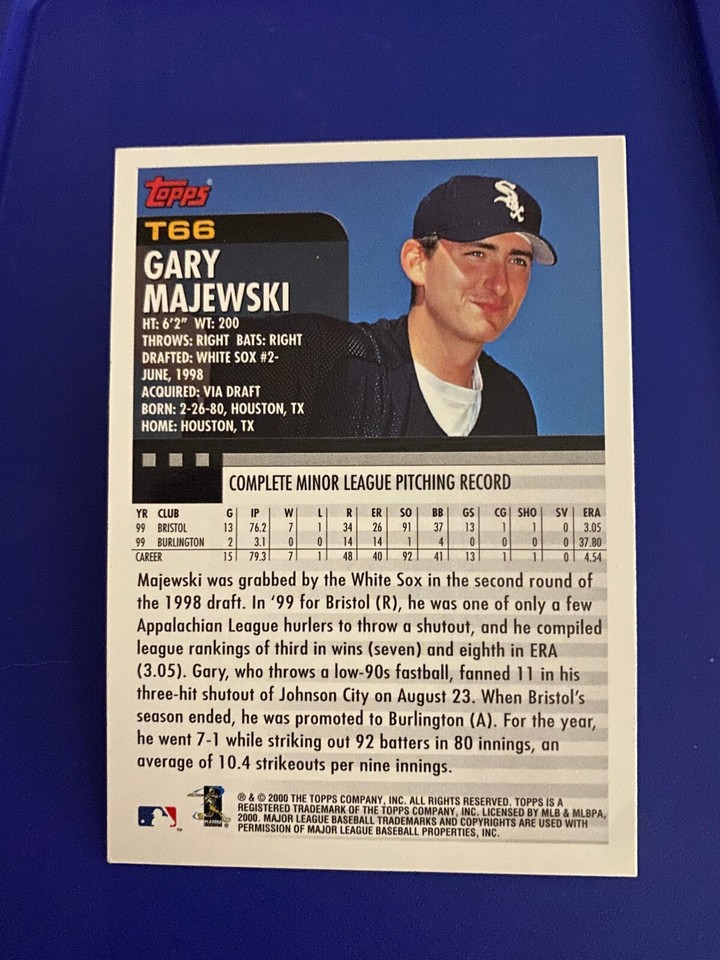 2000 TOPPS TRADED GARY MAJEWSKI CHICAGO WHITE SOX RC SIGNED AUTO CARD # ...