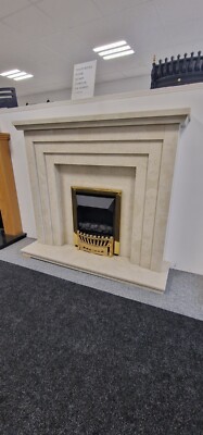 Marble fire surround complete Hearth and Back Panel (Cream) Fire not ...