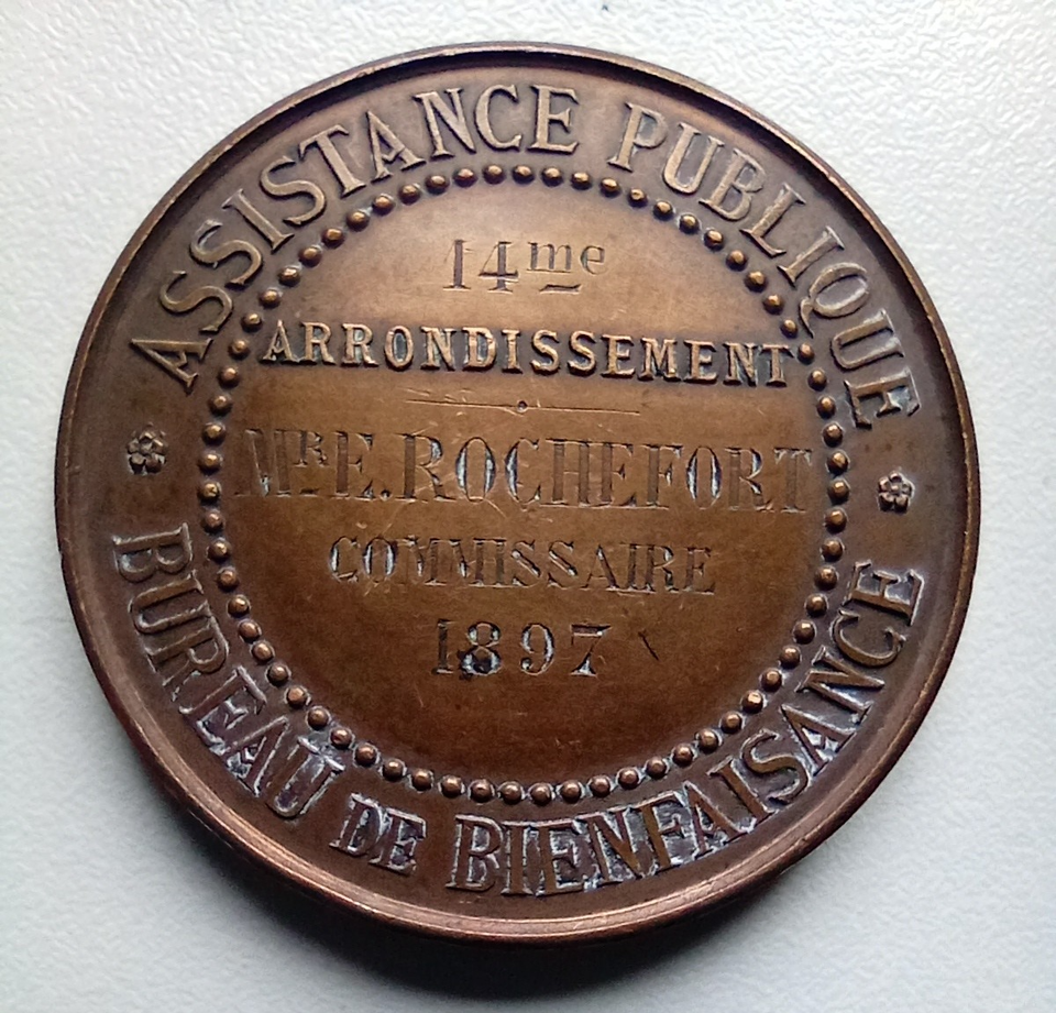 1897 public assistance / welfare office FRENCH CHARITY BRONZE MEDAL | eBay