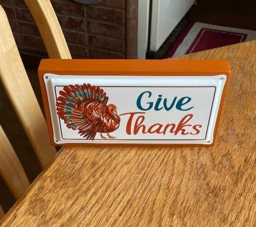 Give Thanks Thanksgiving Turkey Metal Wood Plaque Signature Selections ...