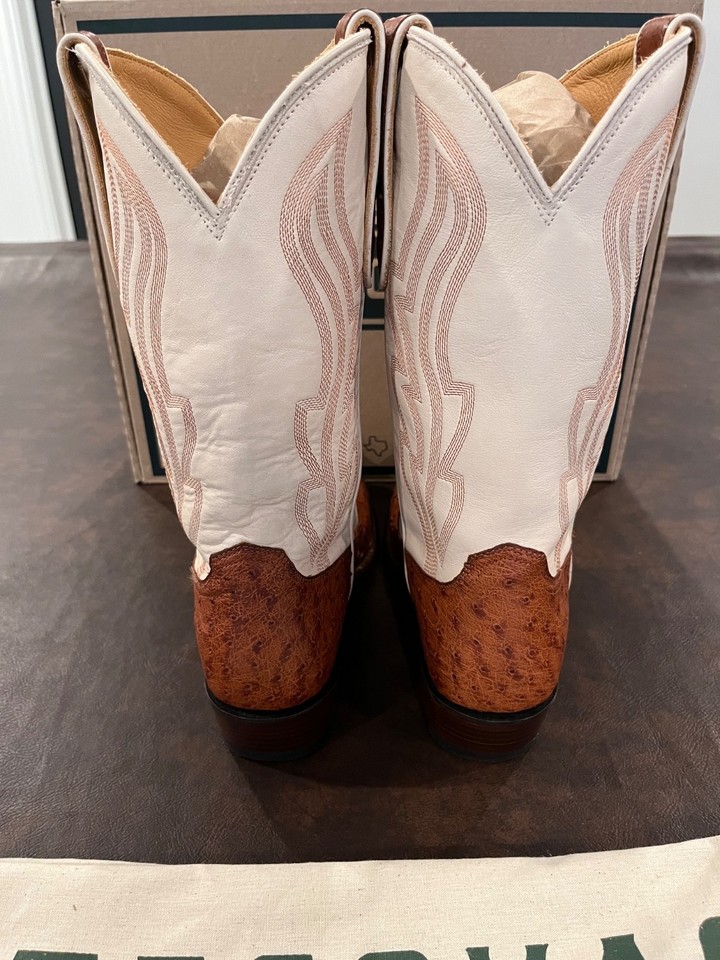 Mens Tecovas "The Warren" Pecan Brown Ostrich & Bone Boots Size 12 D ...