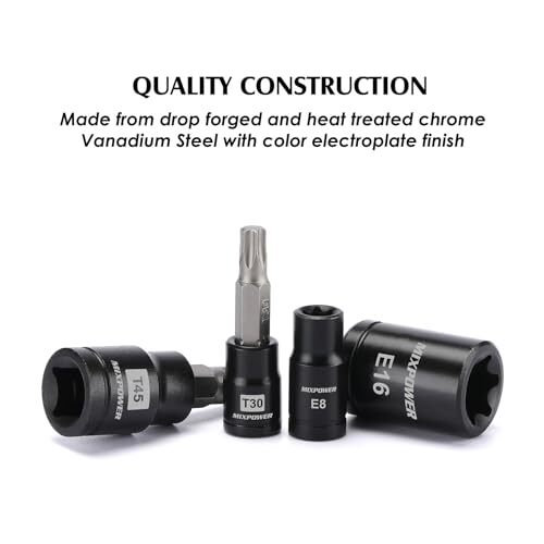 25 Piece Torx Bit and Female External Socket Set 13 Star Bits T8- T60 ...