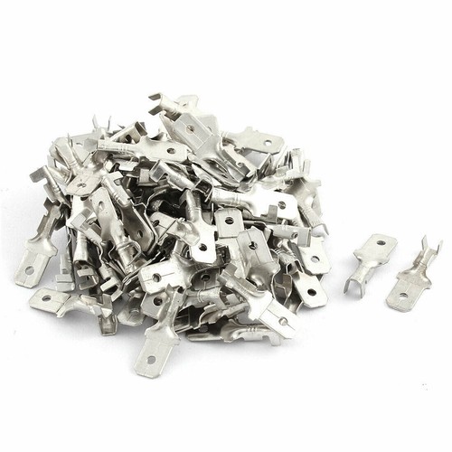 100 Pcs 6.3mm Metal Male Electrical Spade Crimp Terminals Wiring ...