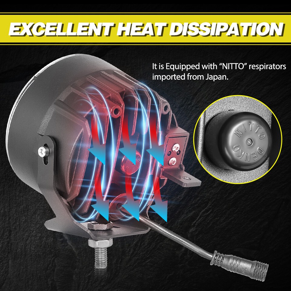 Pair 4" Round LED Fog Lights Driving Lamp Halo For Jeep Wrangler JK TJ ...