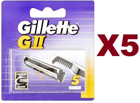 25 RICARICHE GILLETTE GII 2 LAME RICAMBIO RASOIO G II DA BARBA RASATURA ...