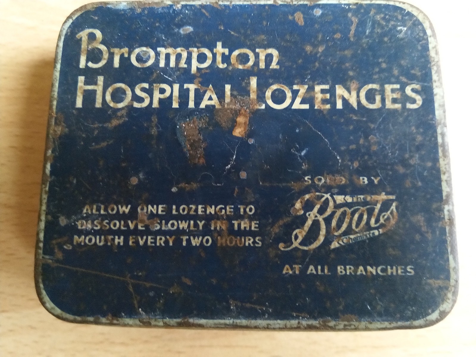 Brompton Hospital lozenges Boots tin advertising vintage old chemist ...