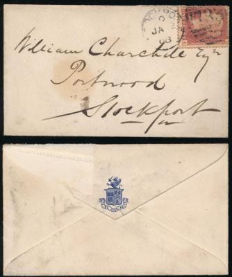GB QV 1868 HERALDIC ENVELOPE EMBOSSED MAKER CULLETON TU NE CEDE MALIS ...