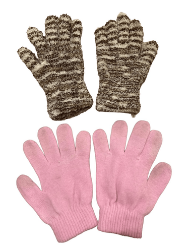 2 Pairs Winter Gloves Stripes Striped Fuzzy Warm Soft Fall Ski Snow ...