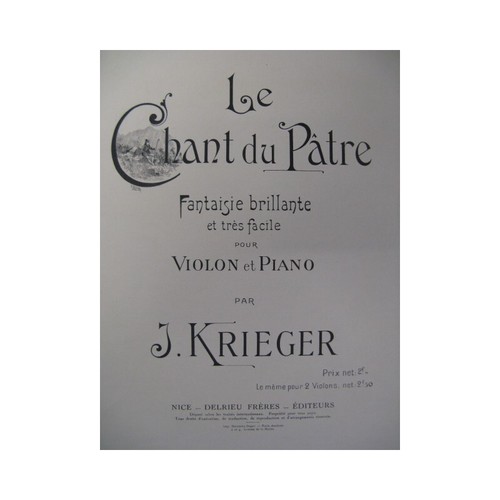 KRIEGER J. Le Chant du Pâtre Violon Piano 1927 | eBay