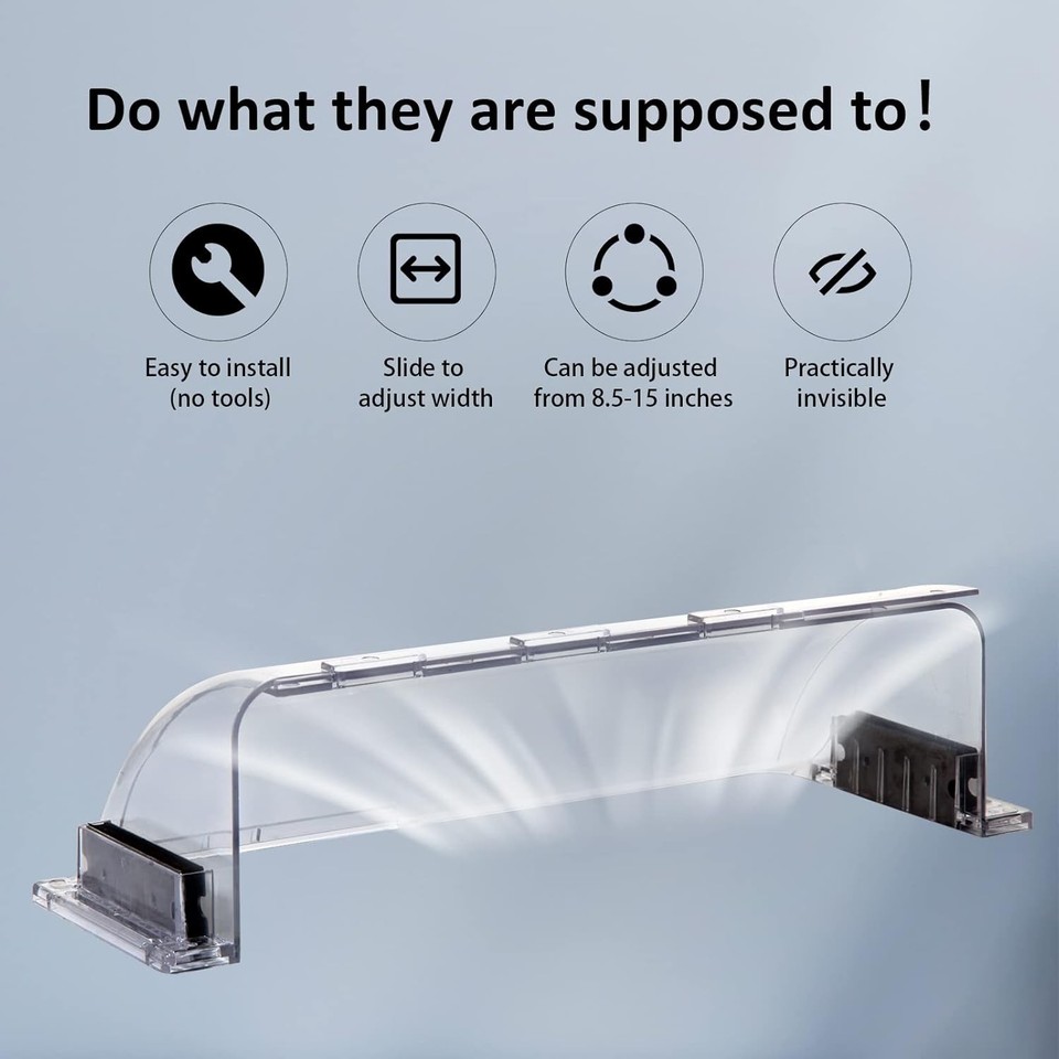 4 Pack Transparent Adjustable Air Deflector for Vents, Sidewalls and ...