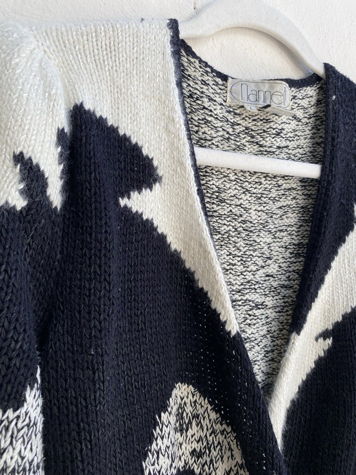 Vintage Nannell L Sweater Angora Rayon Wool black-and-white Knit | eBay
