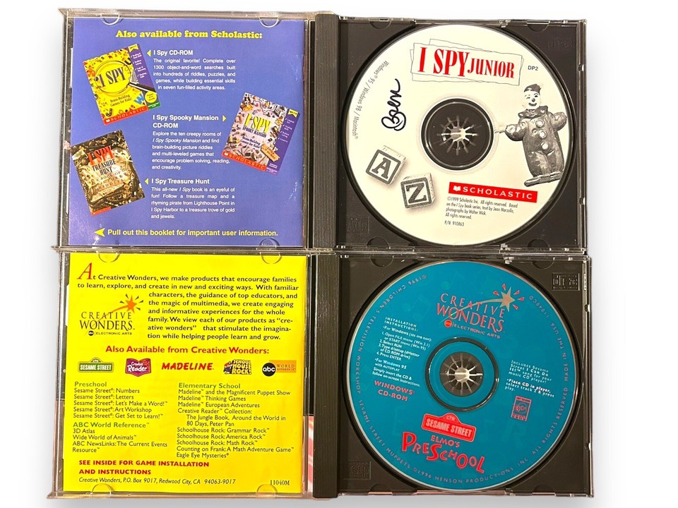 LOT OF 4 KIDS CD ROM ELMO LEARNING & I SPY CHIPMUNKS CHRISTMAS | eBay