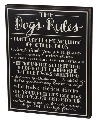 The Dog's Rules Box Sign Primitives par Kathy 13,25" x 17" Wood Dog ...