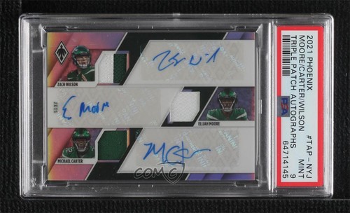 2021 Phoenix /15 Elijah Moore Michael Carter RPA Rookie Triple Patch ...