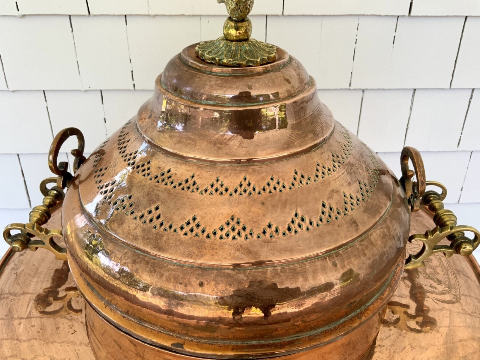 Middle Eastern Vintage Brazier Heater FirePit Polished Brass & Copper ...