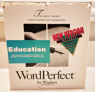 Vintage WordPerfect 5.2 Education Edition for Windows 3.0 | eBay
