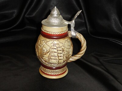 AVON 1977 HANDCRAFTED BRAZILLIAN Lidded VINTAGE SHIPS BEER STEIN ...