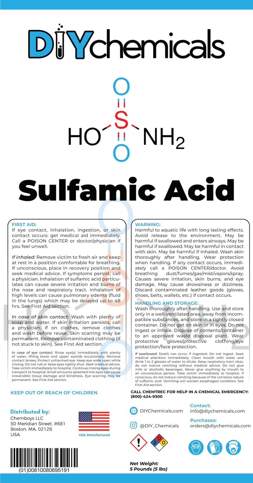 DIYChemicals Sulfamic Acid - Cleaning Agent for Boiler Water and ...