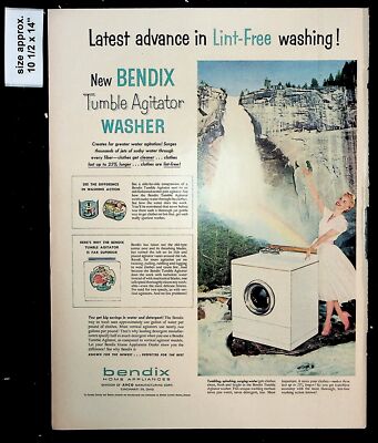 1956 Bendix Tumble Agitator Washer Home Appliance Woman Vintage Print ...