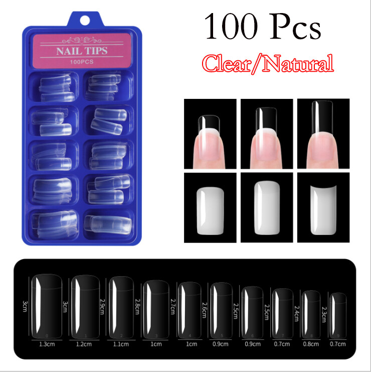 100 Pcs False Acrylic French Half Cover Artificial Fake Nails Tips ...
