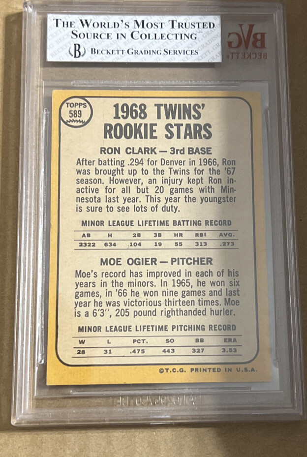 1968 Topps Rookie Stars #589 Ron Clark Moe Ogier BVG Beckett 5.5 Twins ...