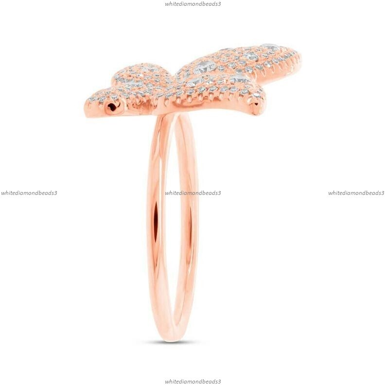 Butterfly Band Wedding Ring 14k Rose Gold Natural Diamond Jewelry | eBay