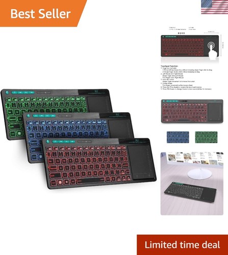 K18 Plus Wireless 3-LED Color Backlit Multimedia Keyboard with Multi ...