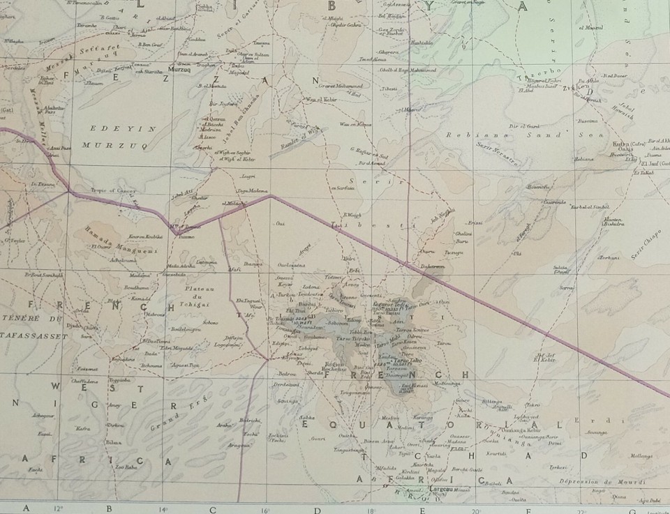 1956 LARGE MAP EGYPT & LIBYA CAIRO ALEXANDRIA PORT SAID ISRAEL BENGHAZI ...