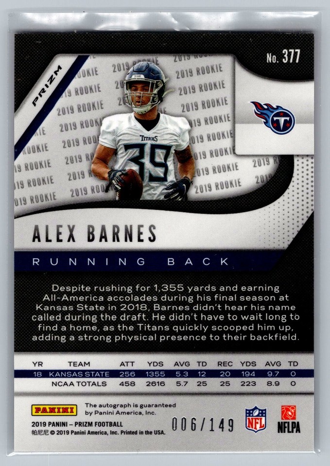 2019 Panini Prizm #377 Alex Barnes Red Wave #/149 | eBay