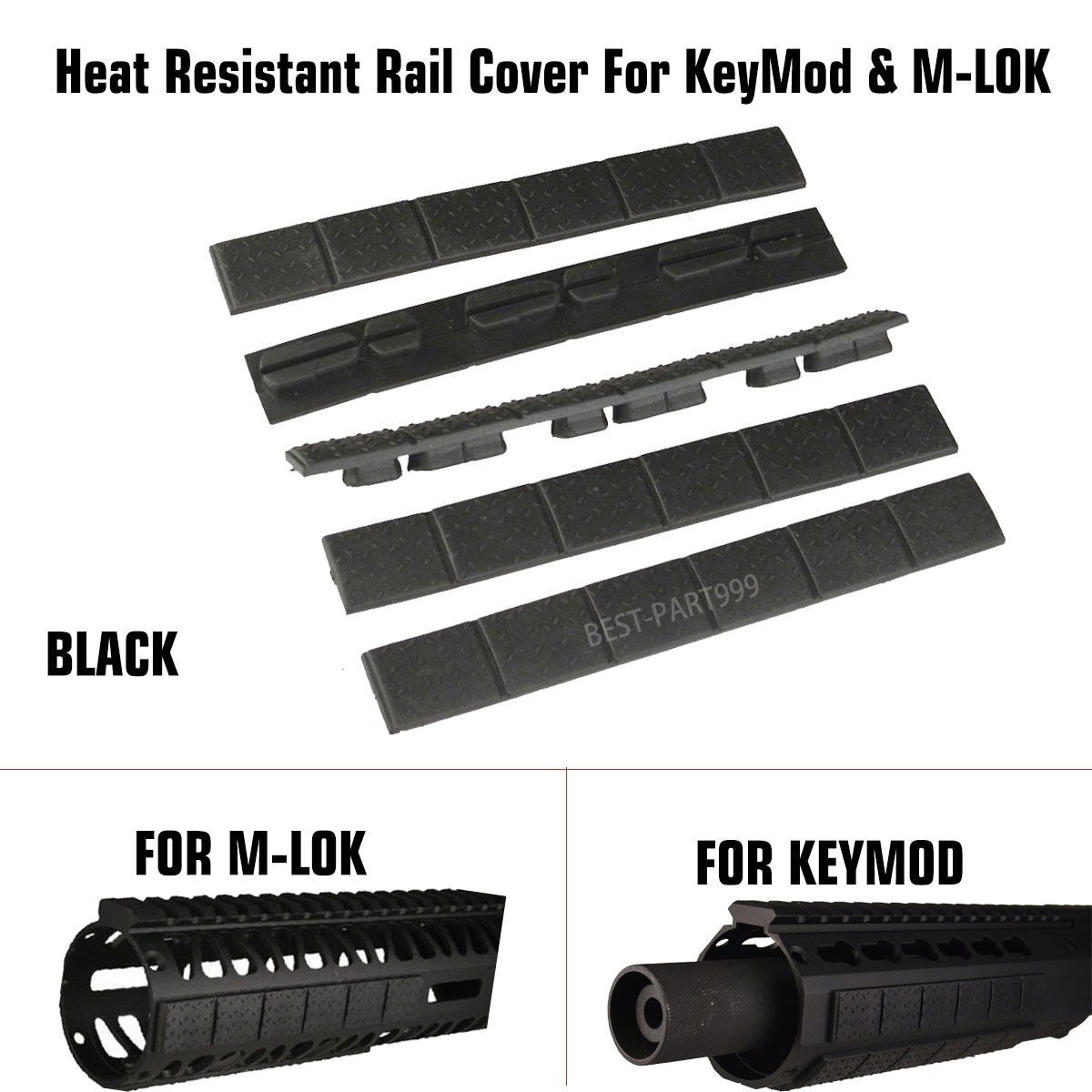 4.76" HEAT RESISTANT Rail Covers Pack of 5 KeyMod & M-LOK, BKACK | eBay