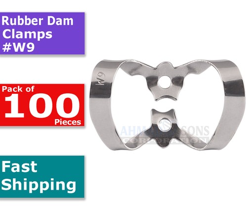 100 Pcs Endodontics Rubber Dam Clamps #W9 Dental Instruments Endo ...