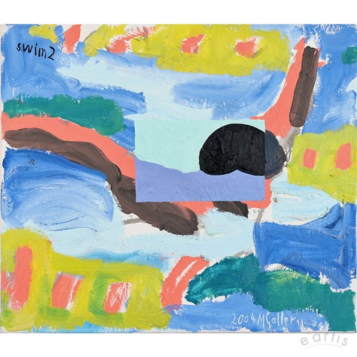 MICHAEL GOLLER ÖLGEMÄLDE SCHWIMMER WASSERSPORT CHEMNITZ TOP ZUSTAND VP ...