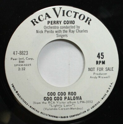 Pop Promo 45 Perry Como - Coo Coo Roo Coo Coo Paloma / Stay With Me On ...