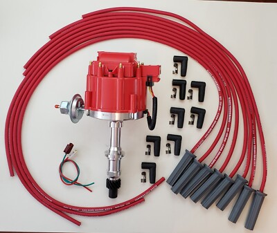 PONTIAC 350 389 400 455 RED HEI DISTRIBUTOR + 8.5mm UNIVERSAL SPARK ...